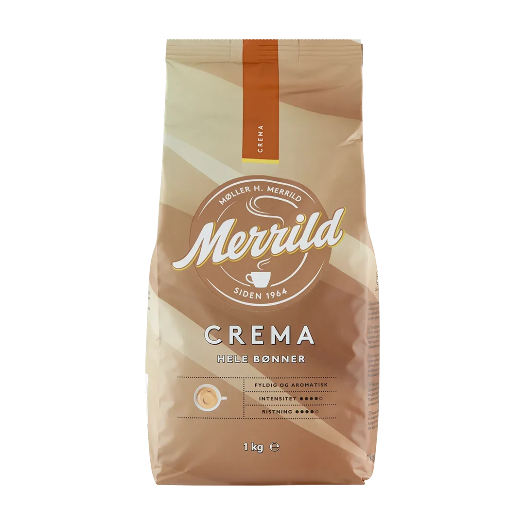 Merrild Crema hele kaffebønner 1 kg. - Hele kaffebønner - Kapselkongen.dk